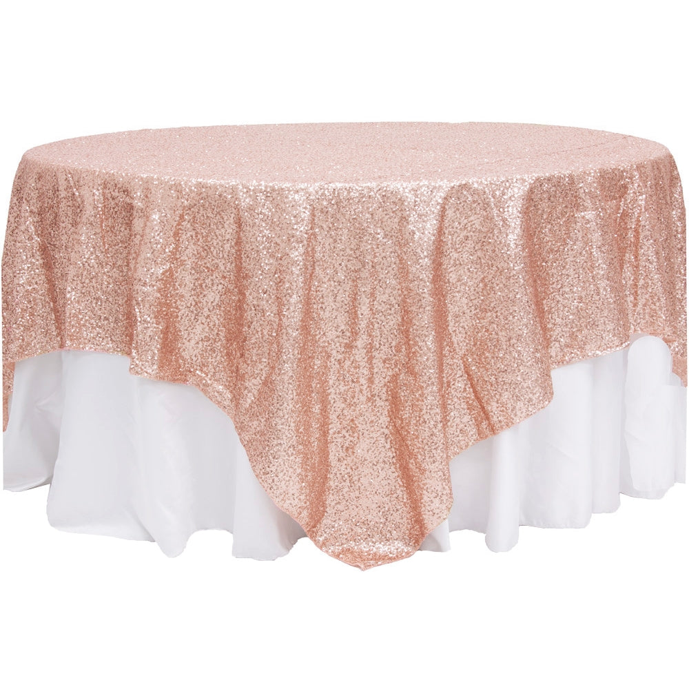 Glitz Sequin Table Overlay Topper 90"x90" Square - Blush/Rose Gold - CV ...