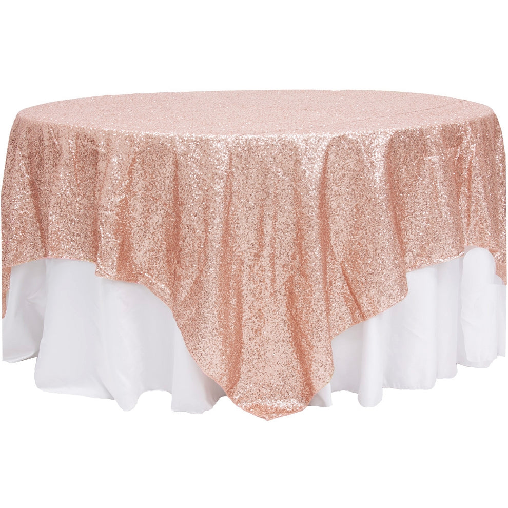 Glitz Sequin Table Overlay Topper 90"x90" Square - Blush/Rose Gold– CV ...