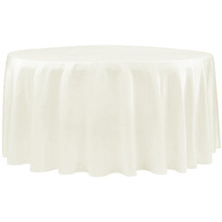 Lamour Satin 120" Round Tablecloth - Ivory - CV Linens™