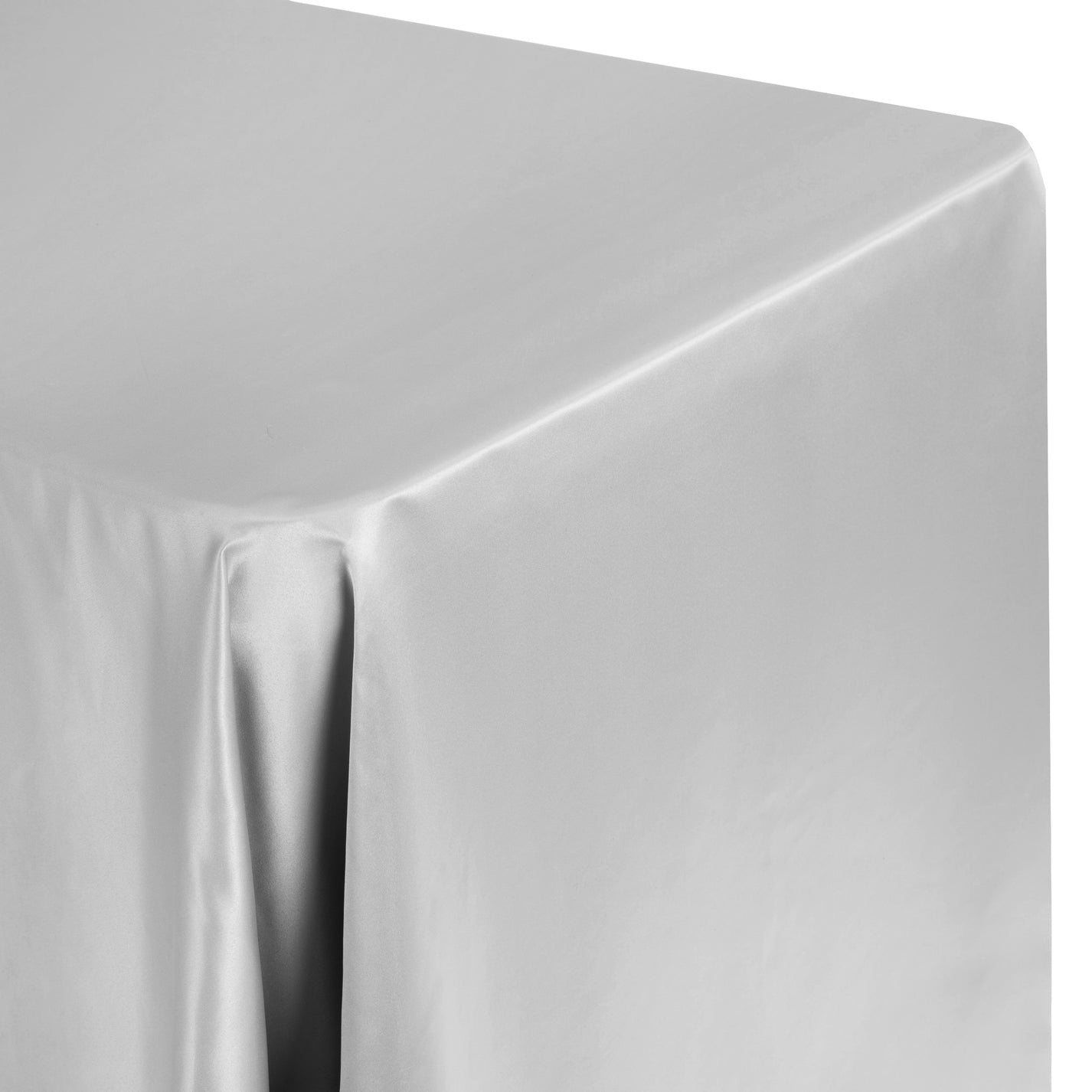 Lamour Satin 90 x 156 inch Rectangular Tablecloth Gray/Silver at CV Linens