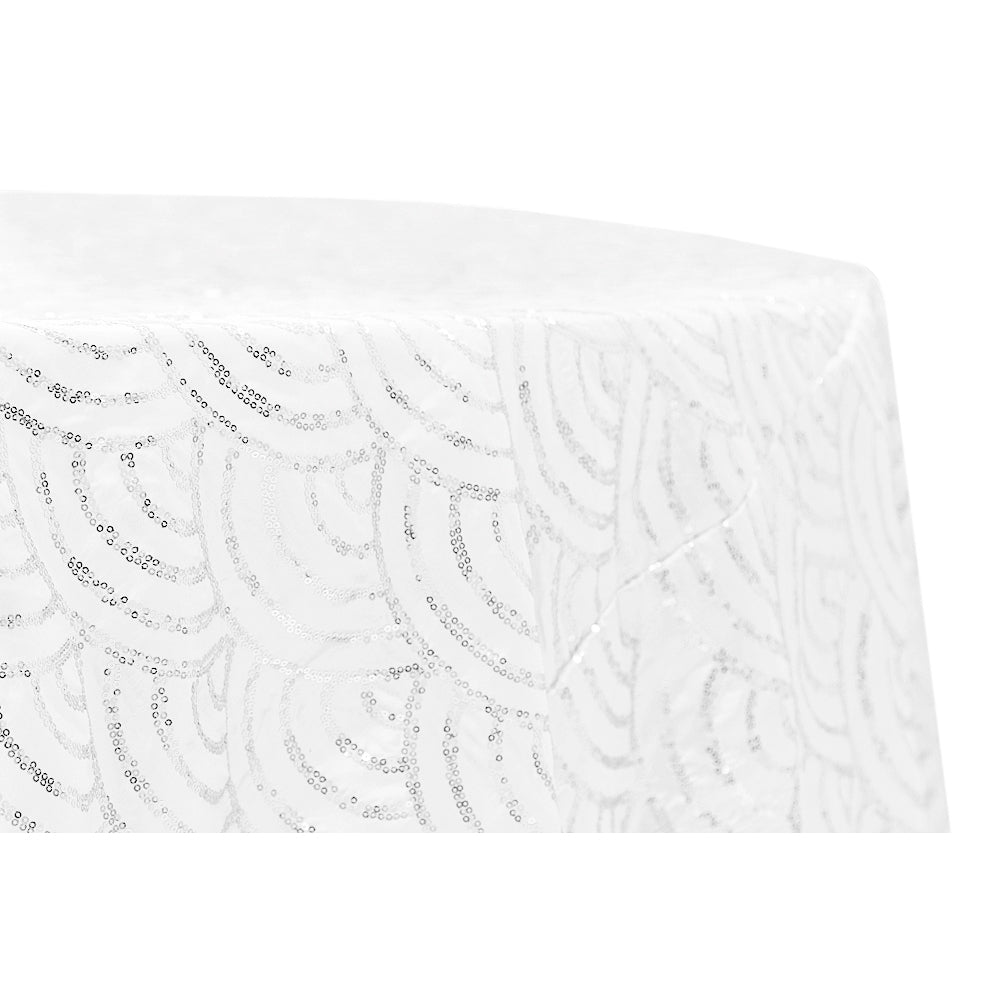 Mermaid Scale Sequin 120" Round Tablecloth - White - CV Linens™