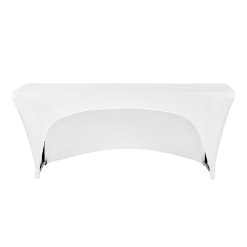 Open Back Stretch Spandex Table Cover 6 FT Rectangular - White - CV Linens™