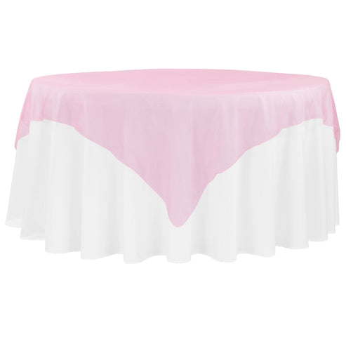 Organza 72" Square Table Overlay - Pink - CV Linens™
