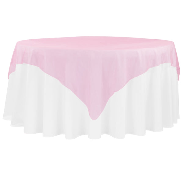 Organza 72" Square Table Overlay - Pink - CV Linens™
