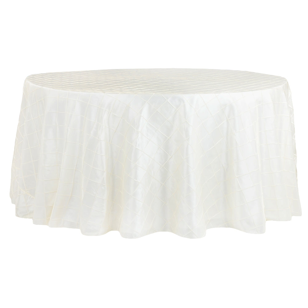 Elegant wholesale wedding 132" Ivory round Pintuck tabletop tablecloth ...
