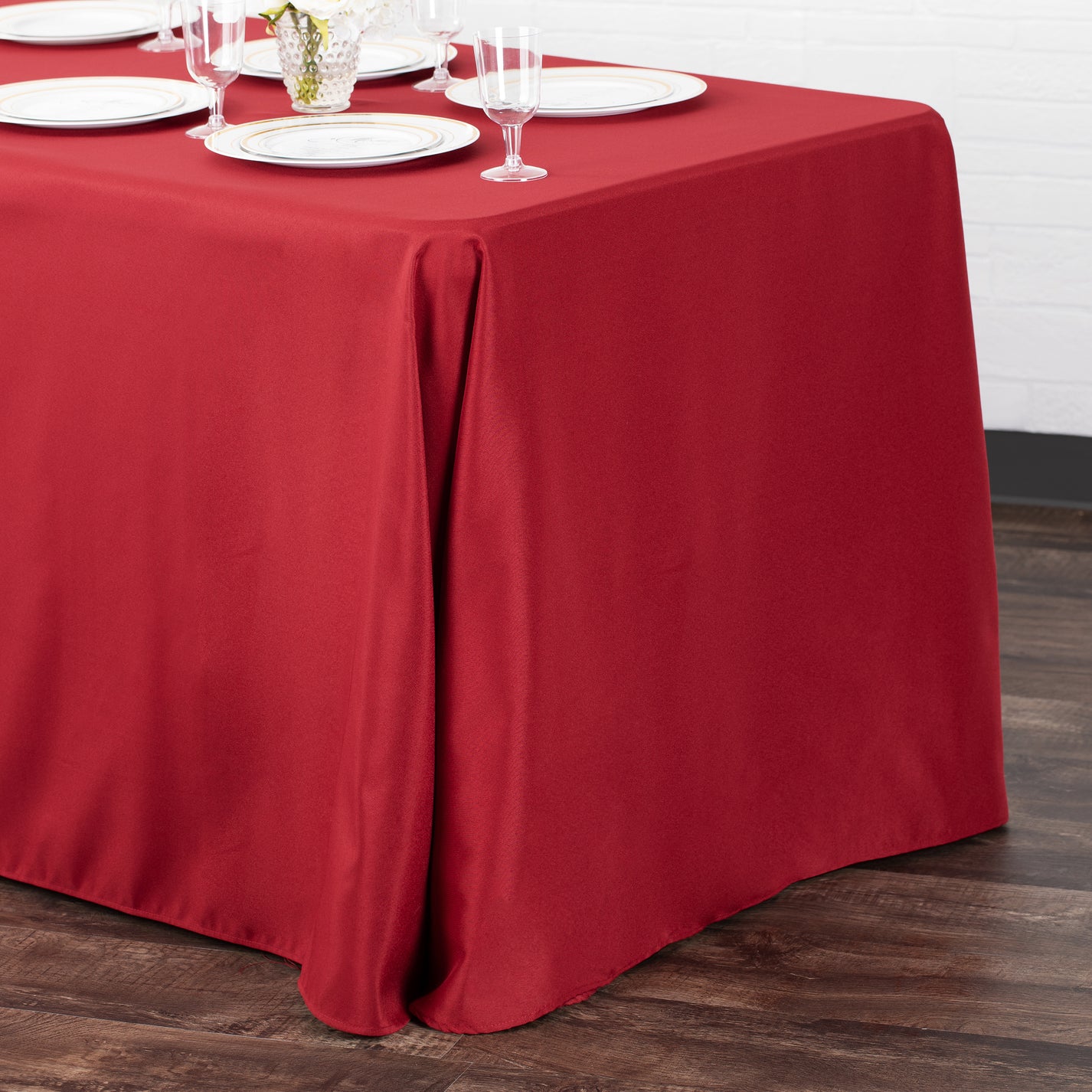 Apple Red 90"x132" Oblong Polyester Tablecloth - CV Linens™