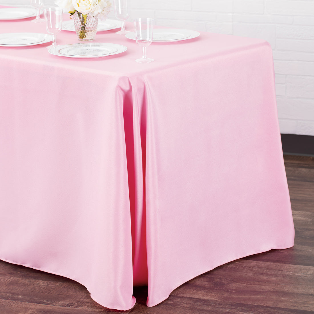 90"x156" Rectangular Oblong Polyester Tablecloth - Pink - CV Linens