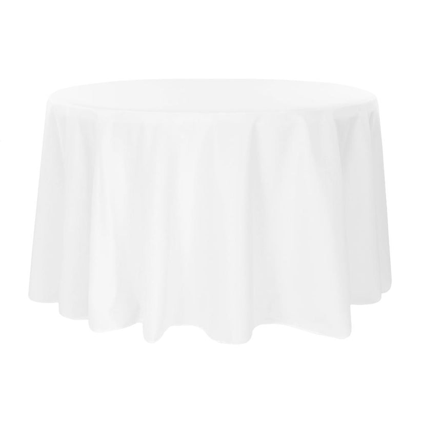 Round Premium Polyester 132" Tablecloth - White - CV Linens™