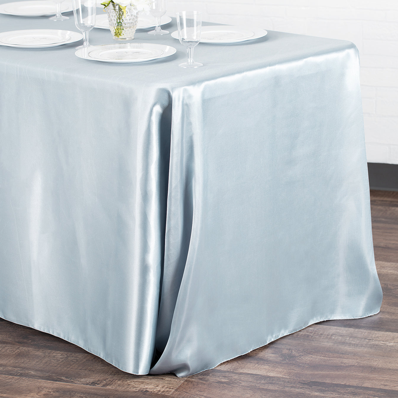 90"x156" Rectangular Satin Tablecloth - Dusty Blue - CV Linens™