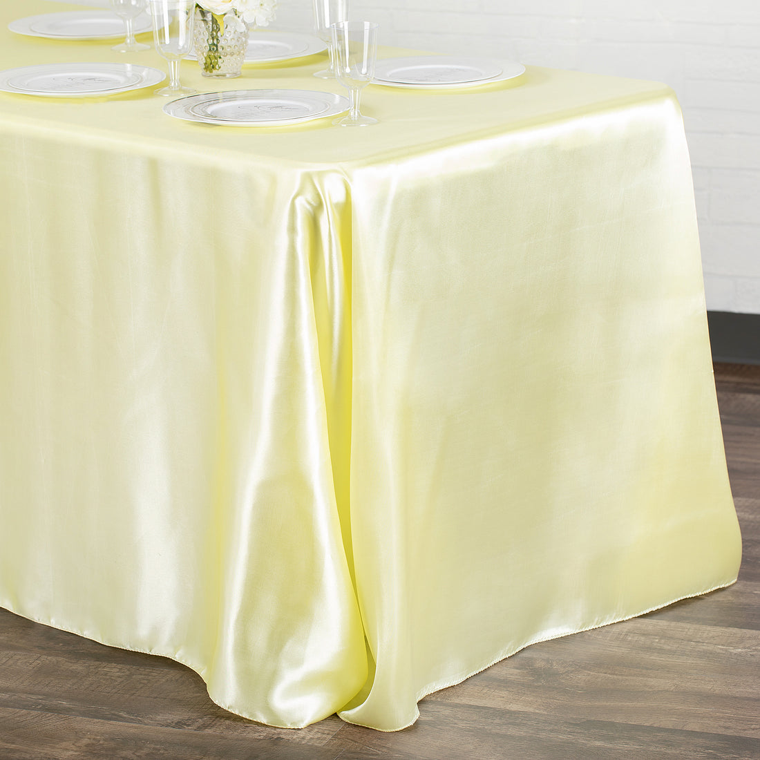 Satin Rectangular 90"x132" Tablecloth - Yellow - CV Linens™