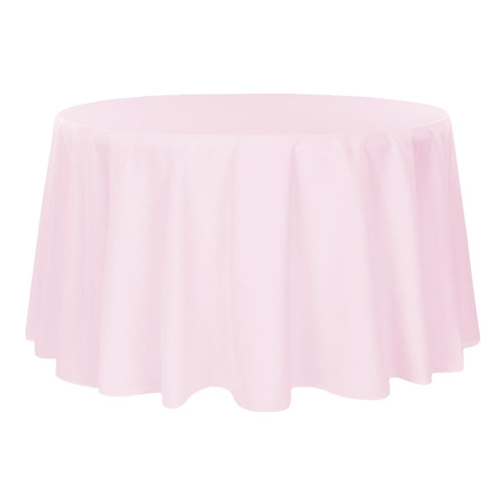 Economy Polyester Round Tablecloth 120” Pastel Pink - CV Linens™
