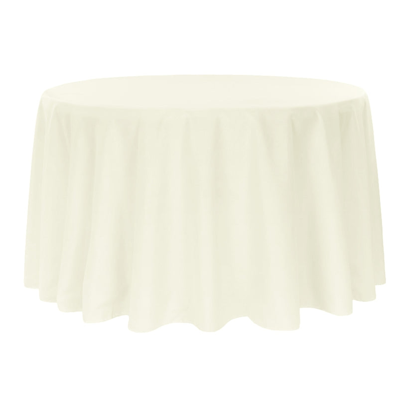 Light Ivory/Off White Polyester 120" Round Tablecloth - CV Linens™