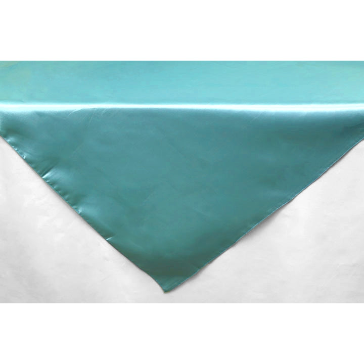 Light Turquoise Square 54” Satin Table Overlay– CV Linens
