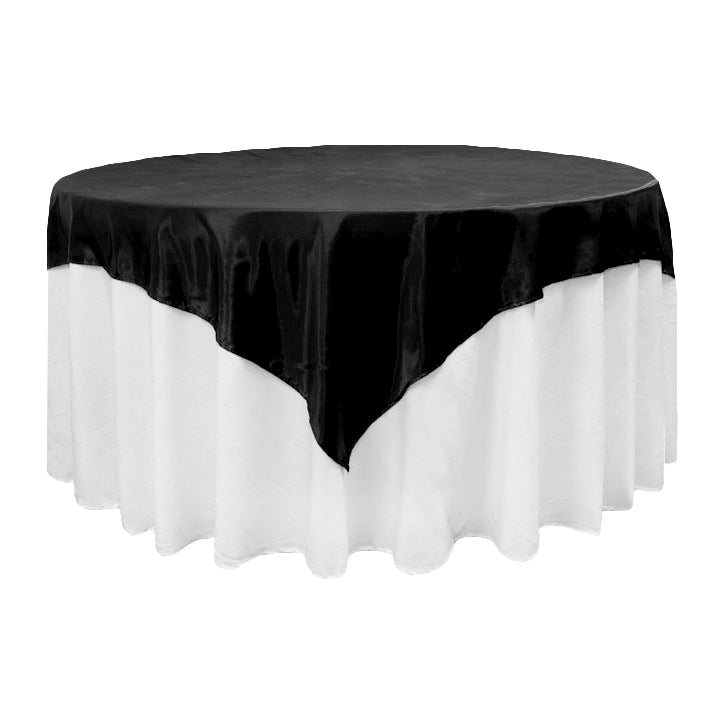 Square 72" Satin Table Overlay - Black - CV Linens™