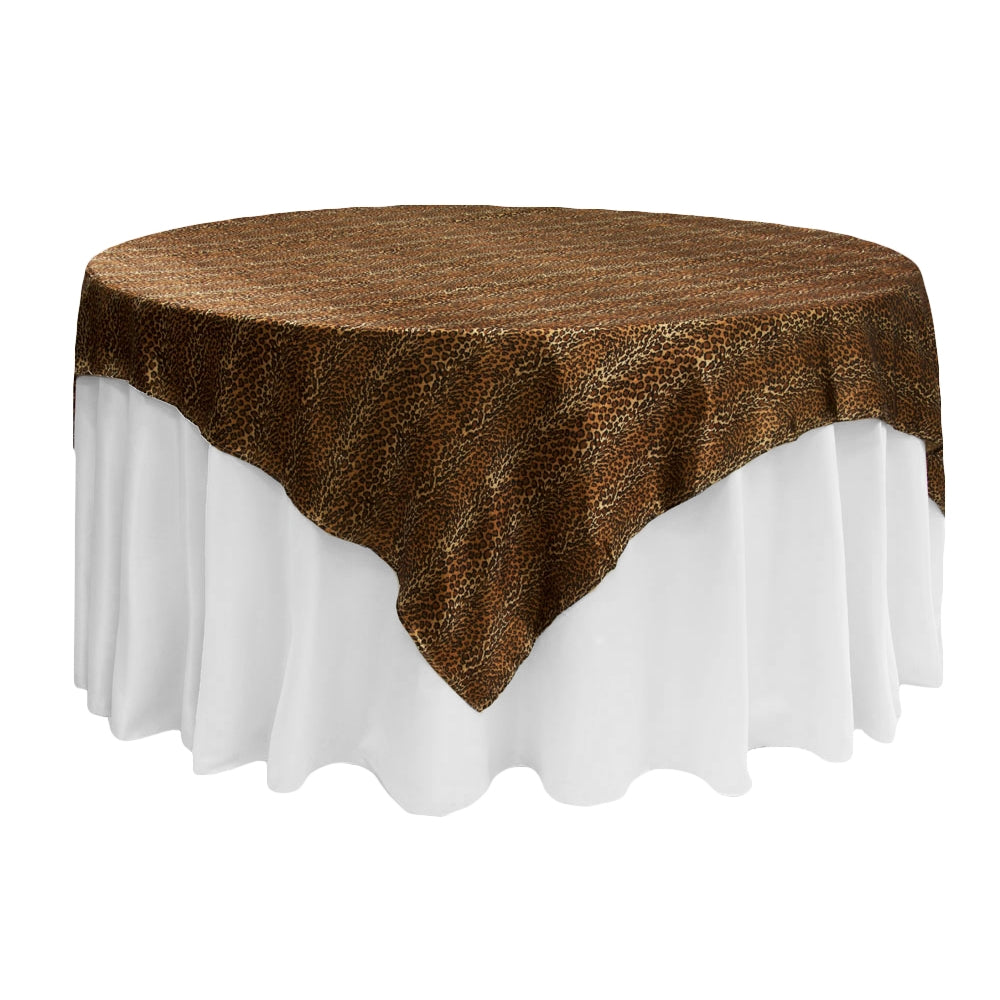 Square 72" Satin Table Overlay - Leopard Design - CV Linens™