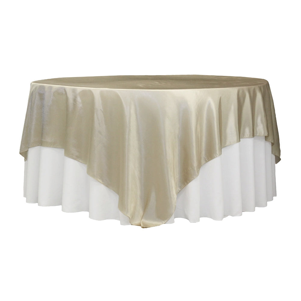 Square 90"x90" Satin Table Overlay - Champagne - CV Linens™