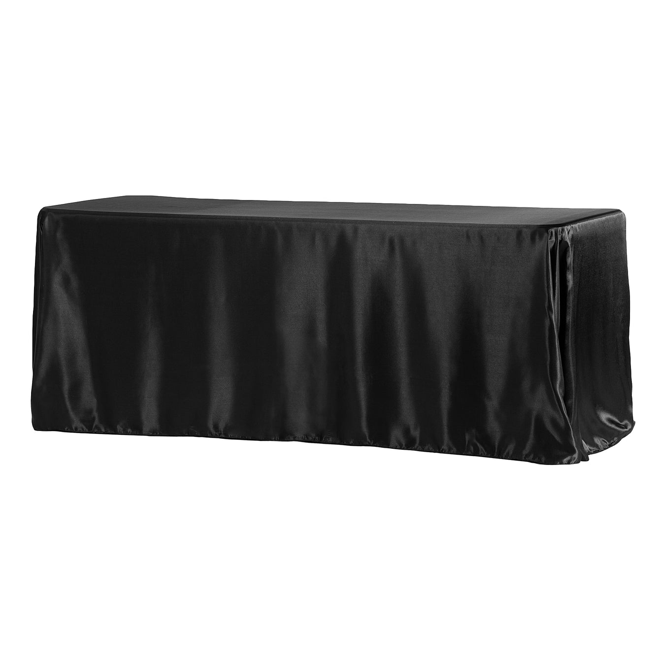 Satin Rectangular 90"x132" Tablecloth - Black: Elevate Your Event Decor ...