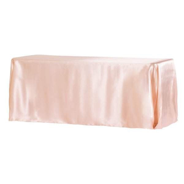 90"x156" Rectangular Satin Tablecloth - Blush/Rose Gold- CV Linens