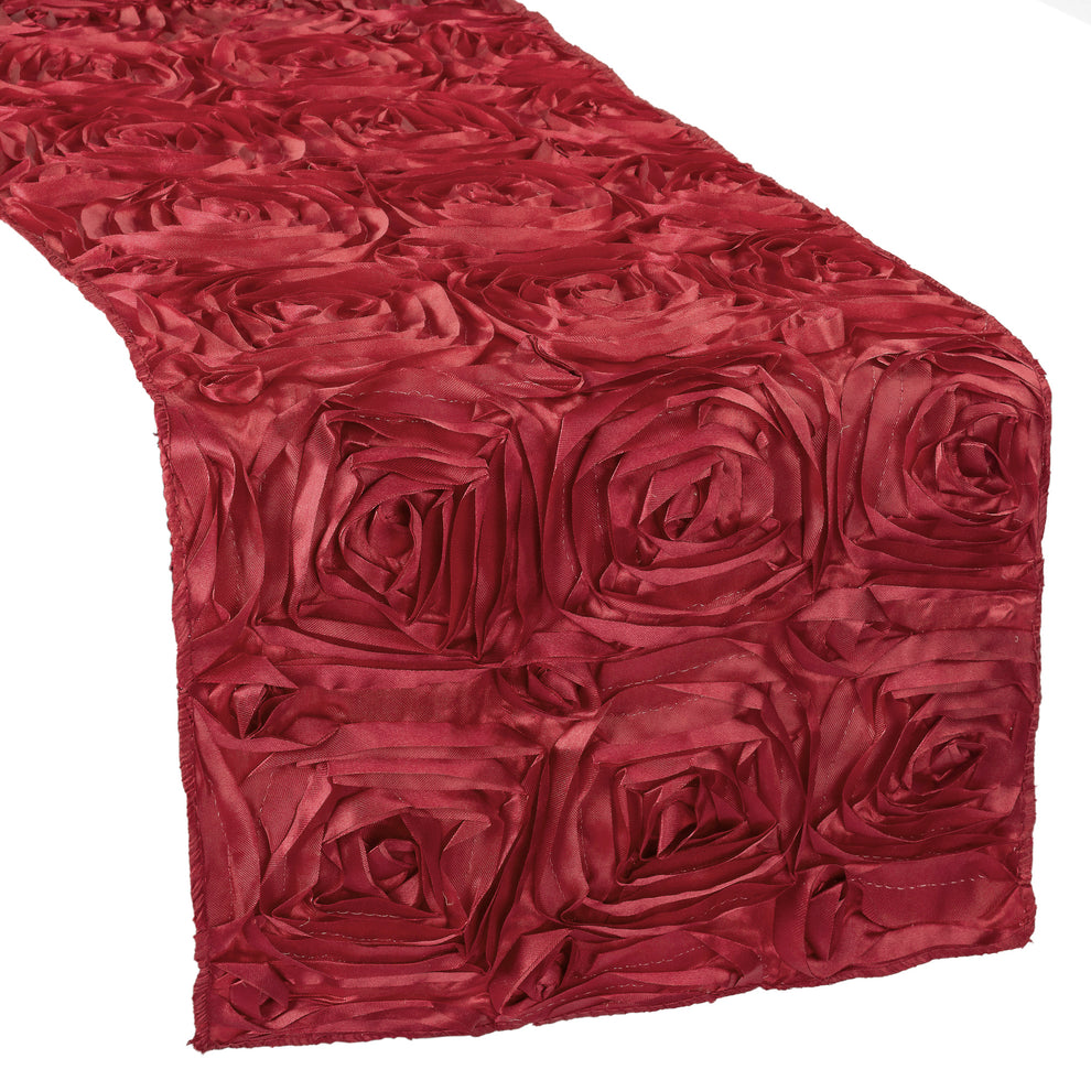 Wedding Rosette SATIN Table Runner Apple Red at CV Linens