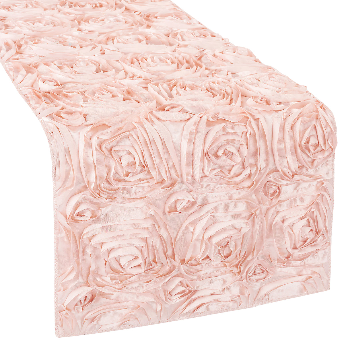 Wedding Rosette Satin Table Runner Blush/Rose Gold at CV Linens