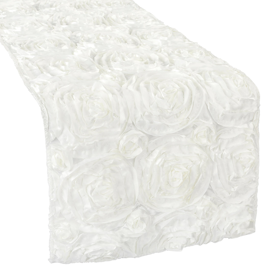 Wedding Rosette SATIN Table Runner Ivory at CV Linens
