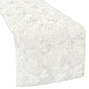Wedding Rosette SATIN Table Runner Ivory at CV Linens