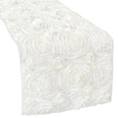 Wedding Rosette SATIN Table Runner Ivory at CV Linens