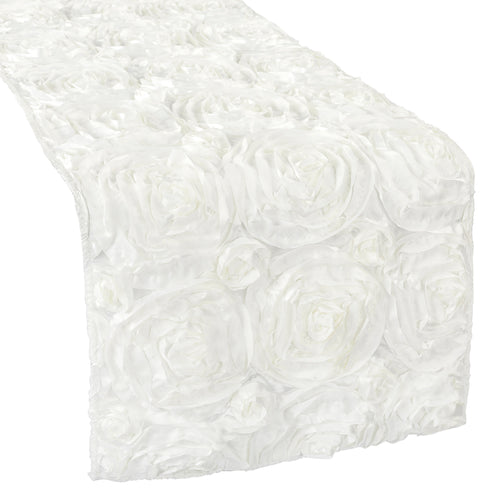 Wedding Rosette SATIN Table Runner Ivory at CV Linens