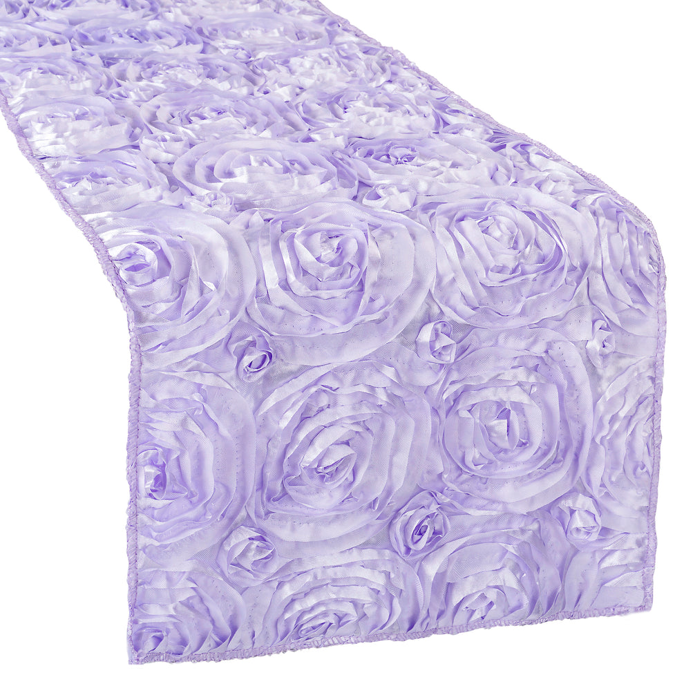 Wedding Rosette SATIN Table Runner Lavender at CV Linens