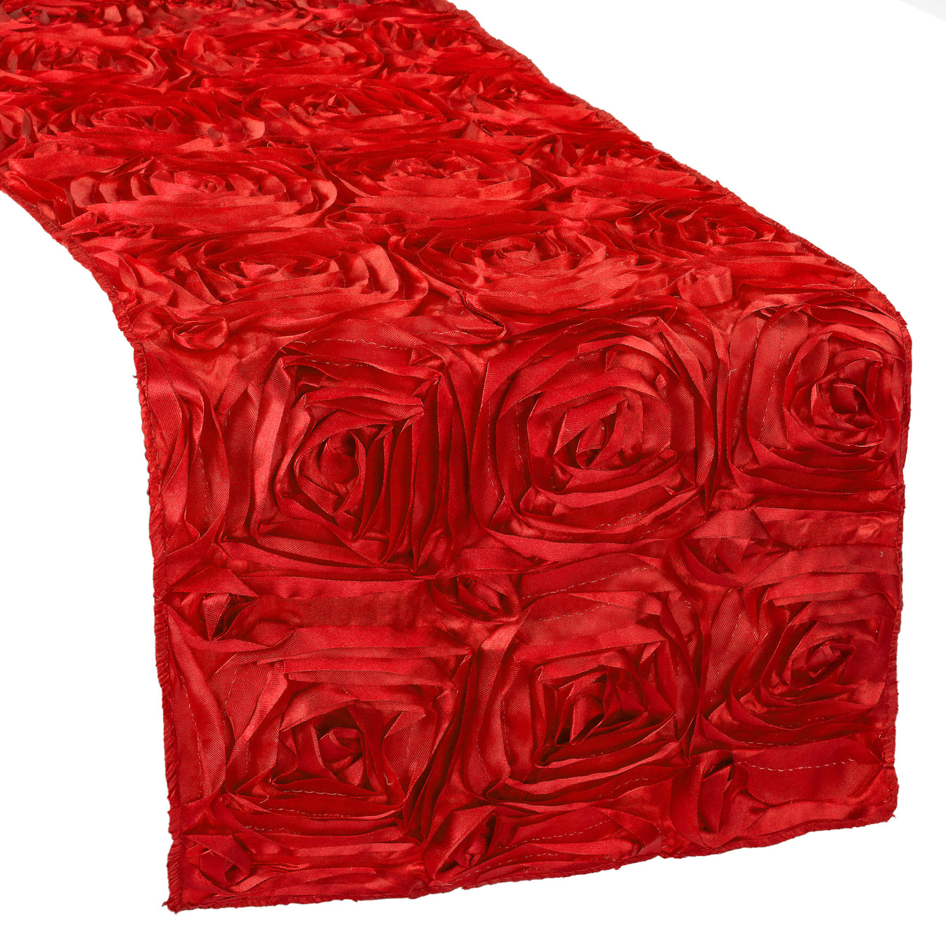 Wedding Rosette Satin Table Runner - Red - CV Linens™