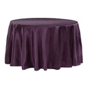 Satin 132 inch Round Tablecloth Eggplant/Plumat CV Linens