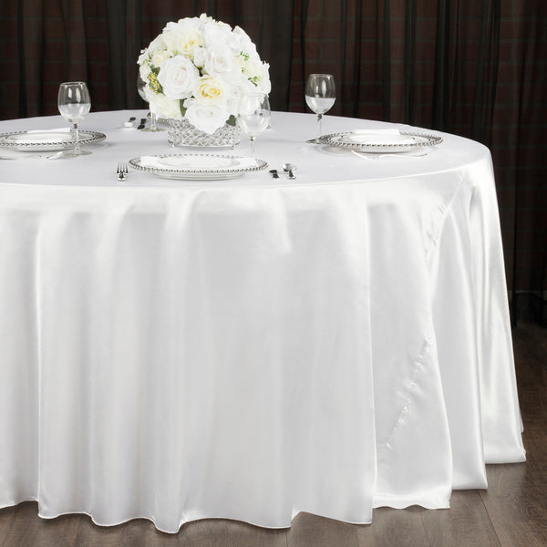 Satin 108" Round Tablecloth - White - CV Linens™
