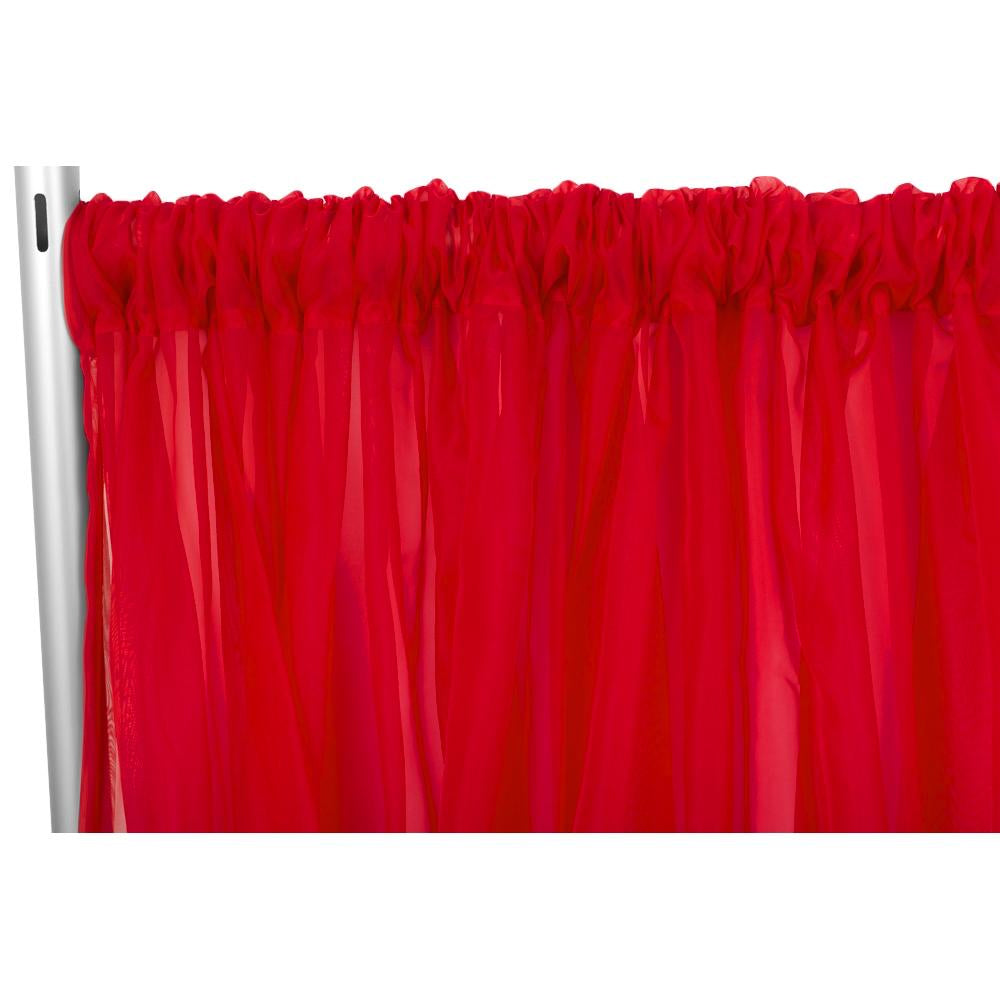 Sheer Voile FR 8ft H x 118" W Drape/Backdrop Red - CV Linens