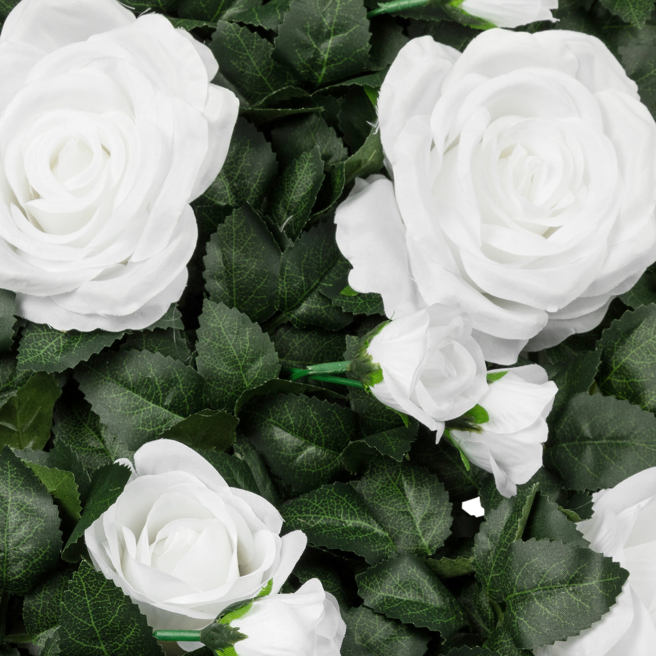 Silk Greenery with Roses Wall Backdrop Panel - White– CV Linens