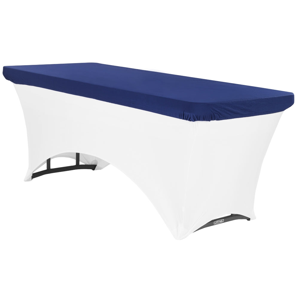 Spandex Table Topper/Cap 6 FT Rectangular - Navy Blue - CV Linens™