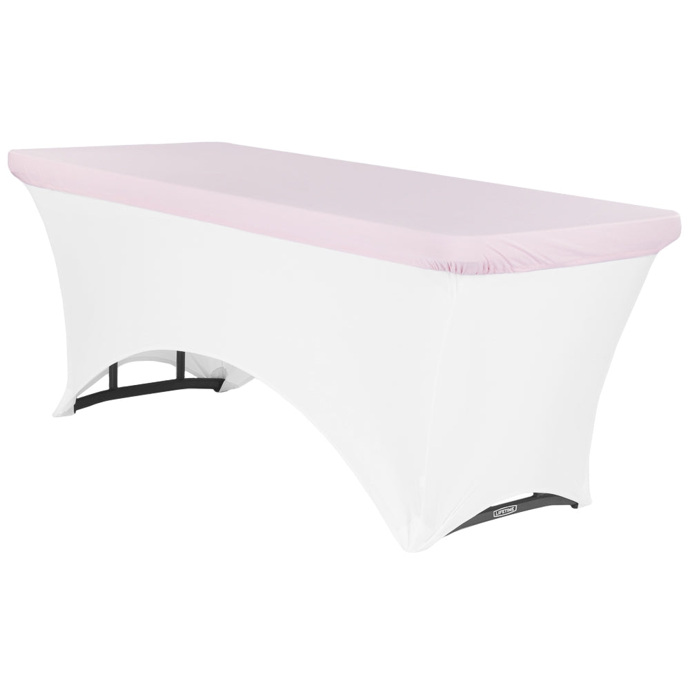 Spandex Table Topper/Cap 6 FT Rectangular - Pink - CV Linens™