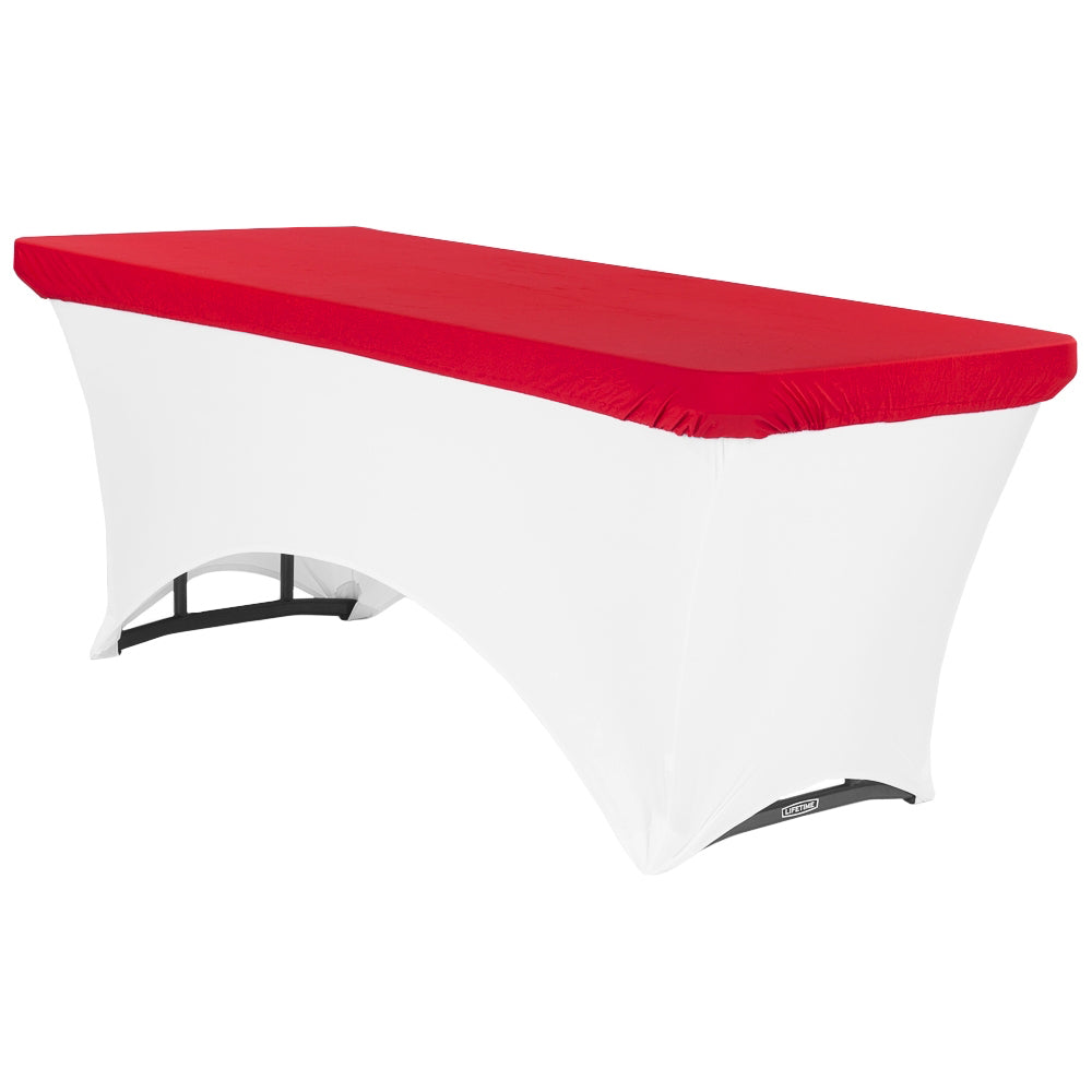 Spandex Table Topper/Cap 6 FT Rectangular - Red– CV Linens