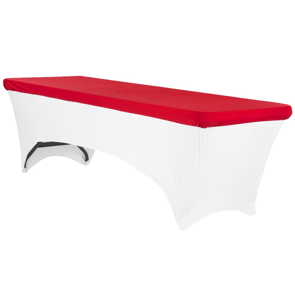 Spandex Table Topper/Cap 8 FT Rectangular - Red - CV Linens™
