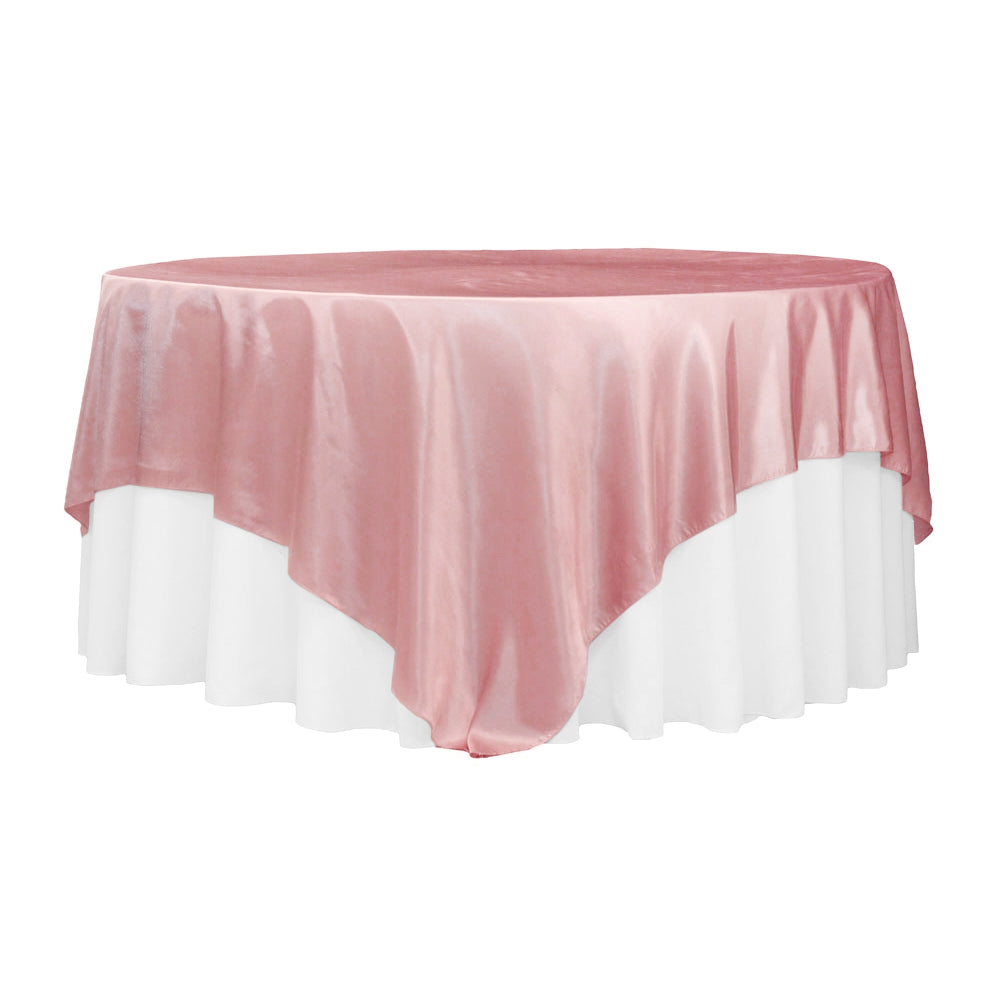 Square 90"x90" Satin Table Overlay - Dusty Rose/Mauve - CV Linens™