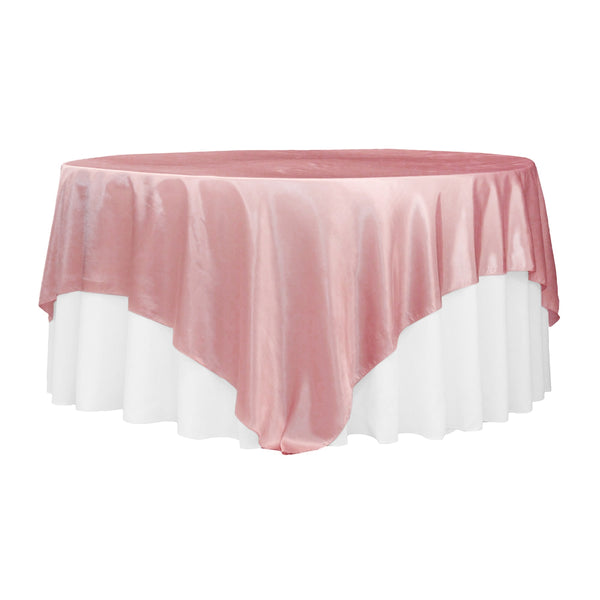 Square 90"x90" Satin Table Overlay - Dusty Rose/Mauve - CV Linens™