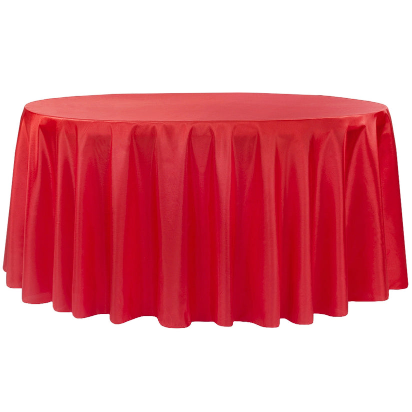 Taffeta Tablecloth 120" Round - Red - CV Linens™