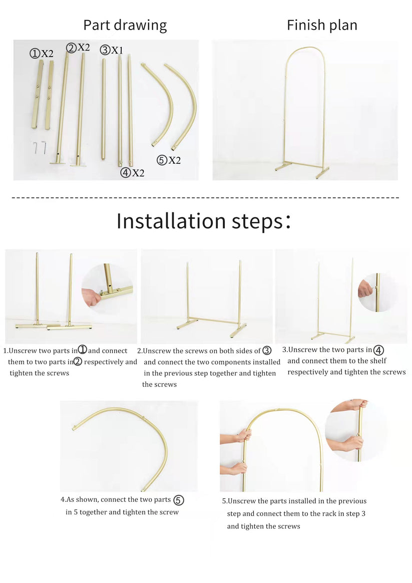 Trio Arch Backdrop Frame Party Stands 3pc/set Gold – CV Linens