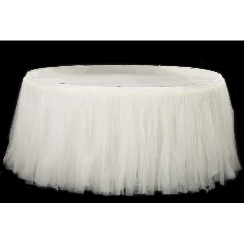 Tulle Tutu 21ft Table Skirt - Ivory– CV Linens
