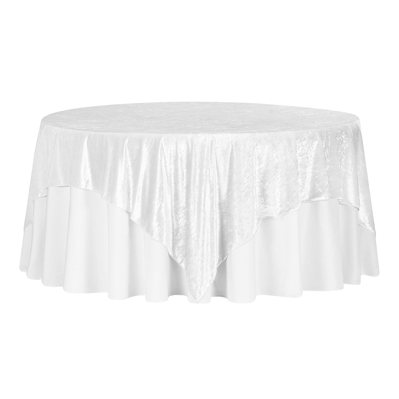 Velvet 85"x85" Square Tablecloth Table Overlay - White - CV Linens™