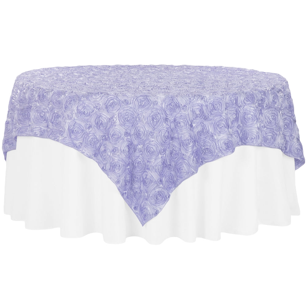 Rosette Satin Table Overlay Topper 85"x85" - Lavender - CV Linens™