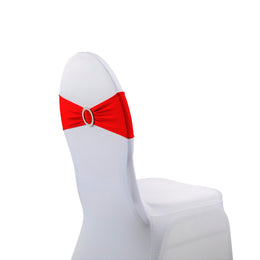 Buckle Spandex Stretch Chair Band - Red │ Event Chair Decor– CV Linens