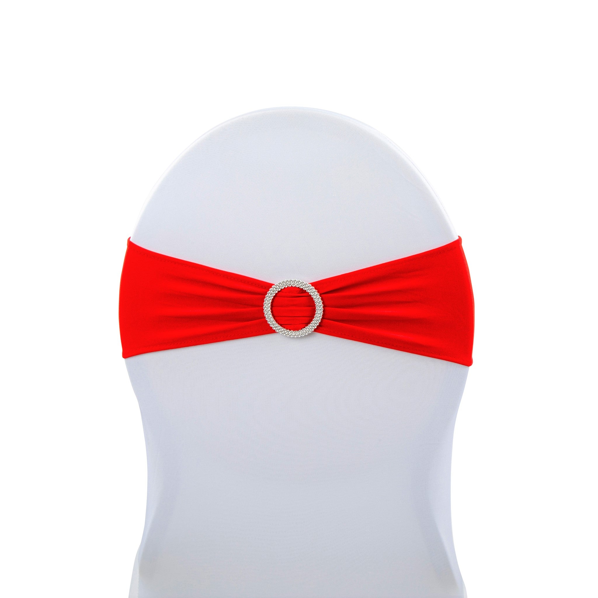 Buckle Spandex Stretch Chair Band - Red │ Event Chair Decor– CV Linens