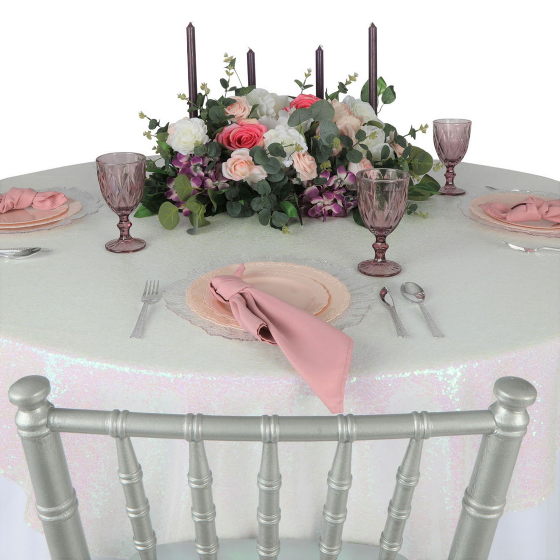 Glitz Sequin Mesh Net Table Overlay Topper 72"x72" Square - Iridescent ...