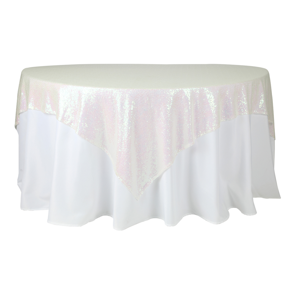 Glitz Sequin Mesh Net Table Overlay Topper 72"x72" Square - Iridescent ...