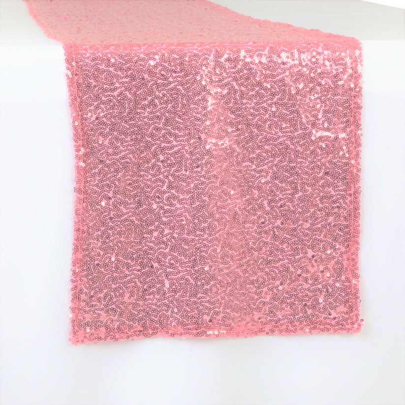 Glitz Sequin Mesh Net Table Runner 12"x108" - Pink - CV Linens